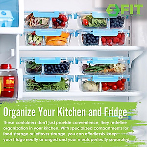 1 & 2 & 3 Compartment Glass Meal Prep Containers (3 Pack, 35 oz) - Glass Food Storage Containers with Lids, Glass Lunch Box, Glass Bento Box Lunch Containers, Portion Control, Airtight