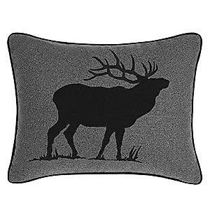 Eddie Bauer Home Throw Pillow with Zipper Closure, Perfect Home Decor for Bed or Sofa, 16" x 20", Elk Charcoal/Black