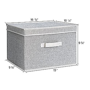 StorageWorks Decorative Storage Boxes, Storage Basket With Lid And Handles, Gray, Large, 2-Pack, 15 ¾" L x 10 ¼" W x 9 ¾" H