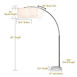 Major-Q Modern 81" Arc Tall X-LARGE Living Room-Stand Up Arching Drum Shade Large Floor Lamp with Real Marble Base for Bedrooms-Corner Lamp for Office Lighting (White)