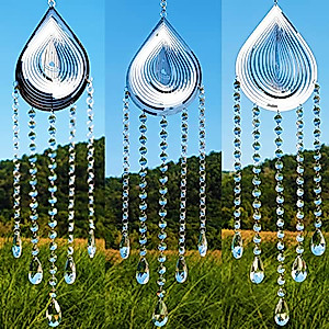 Crystals Suncatcher for Window Hanging Home Garden Decor,Metal Wind Chimes for Outside Indoor Outdoor,Teardrop Prism Sun Catcher Glass Pendant Rainbow Maker,Garden Gifts for Women,Mom Gifts