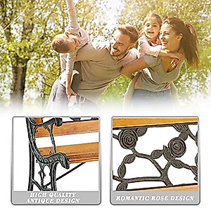 TYNB TYNB Garden Bench,Park Benches for Outside,Patio Porch Chair,Hardwood Patio Furniture Bench Deck Work Entryway Yard Lawn,Bronze & Natural, GB-W512, 49.5x 20.5 x 29 inch