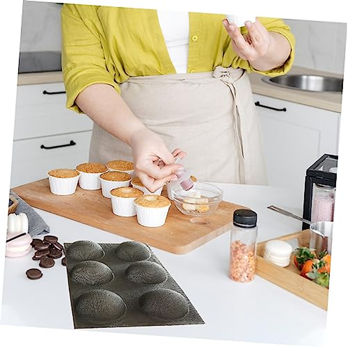 DOITOOL Oven Bread Mold Fondant Molds Glass Bakeware Burger Buns Cookie Burger Bun Pan Pudding Silicone Fiberglass Black Baking Cake Mold Baking Supplies Bakery Bread Mold French Fudge