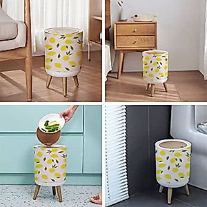 LGCZNWDFHTZ Small Trash Can with Lid for Bathroom Kitchen Office Diaper Lemon Simle Style Bedroom Garbage Trash Bin Dog Proof Waste Basket Cute Decorative