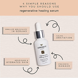 LEROSETT Serum for Acne Scarring Healing, Redness, Breakouts, Blemishes, Irritation, Razor Burn, Hydrate & Soothes Skin, Natural Serum. Plant Based Vegan - 1 oz