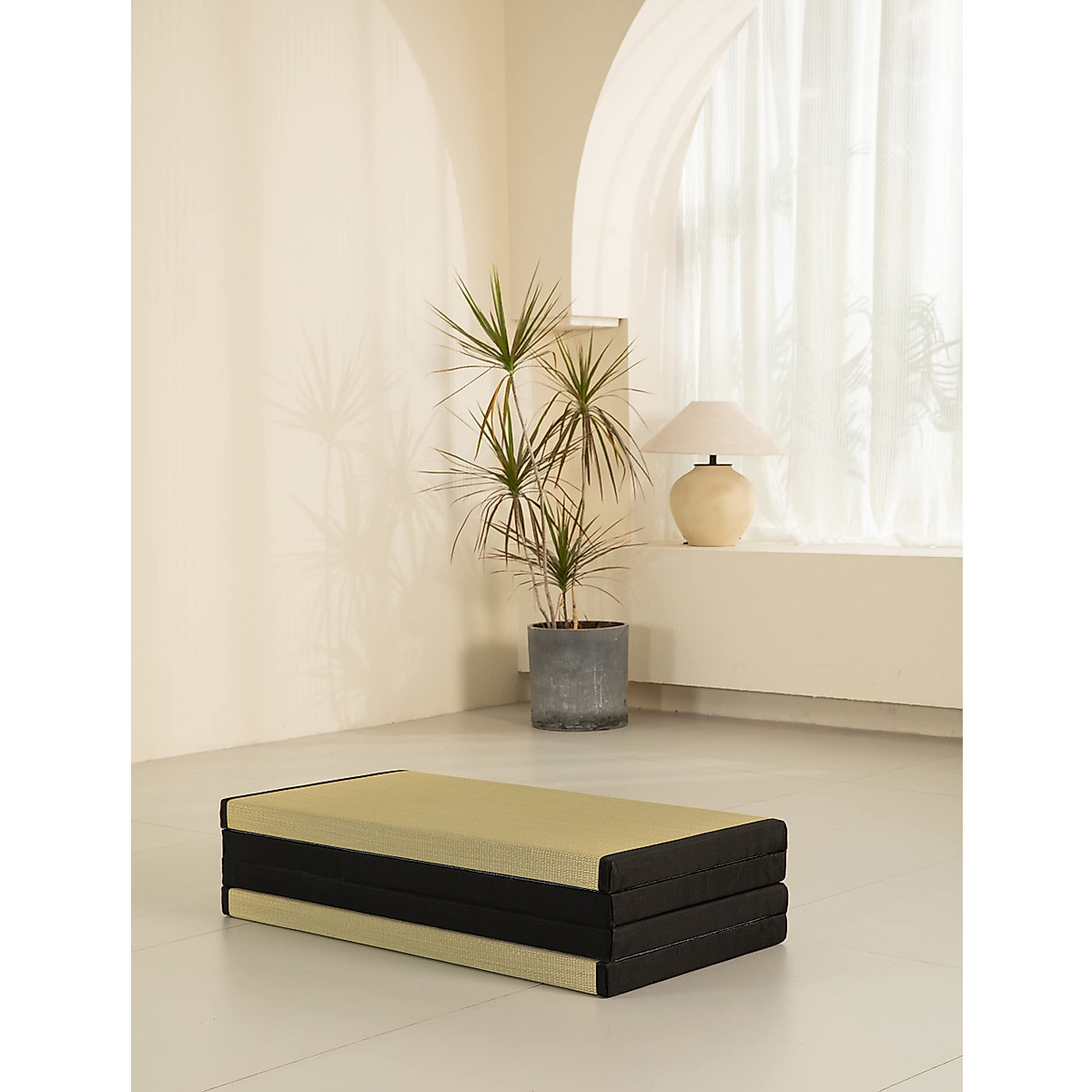 MustMat Thick Tatami Mat Twin XL Floor Mattress Japanese Tatami Bed with Storage Bag 39 x 80 x 2 in (Black)