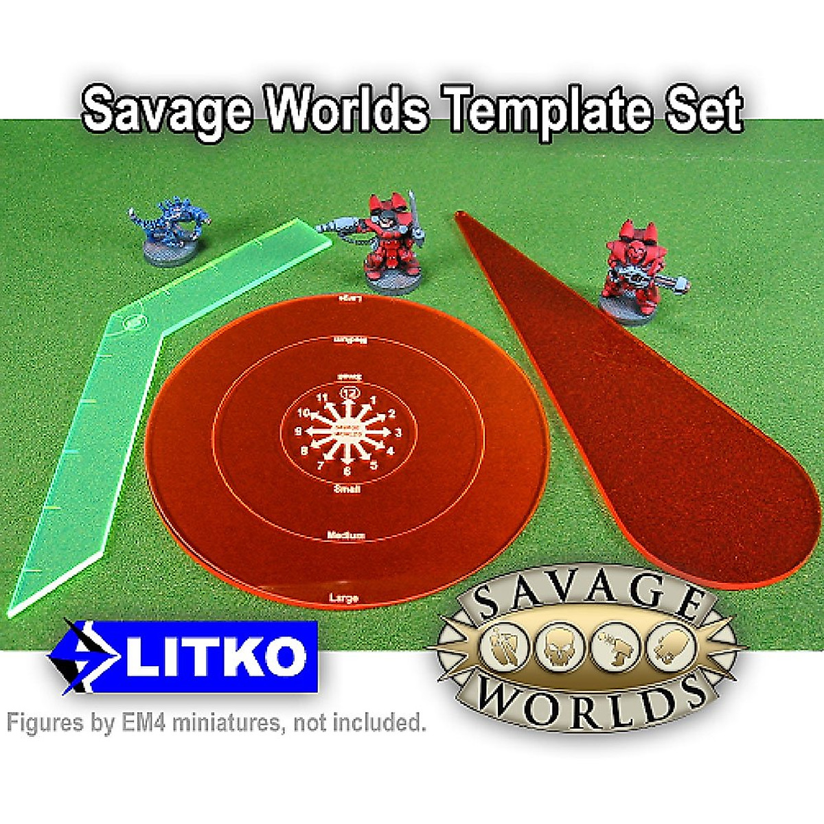 LITKO Template Set | Compatible with Savage Worlds | Blast | Cone | Turn | Explosion | Area Effect (Template Set)