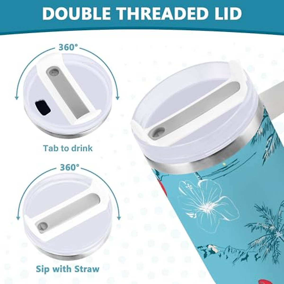 DIGTIA Stainless Steel Insulated Tumbler w/Handle & Straw, Lobster Double Wall Vacuum Travel Coffee Mug Cup w/Lid, Leak-Proof Sports Summer Beach Water Bottle,30oz
