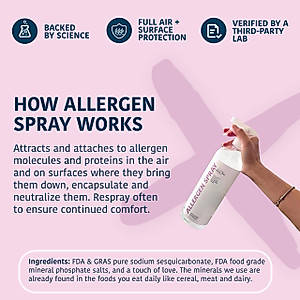 Allergy Asthma Clean Allergen Spray, Pets, Dust Allergies & More, Air & Surface Control, Just Add Water, Bottle, Over 33oz