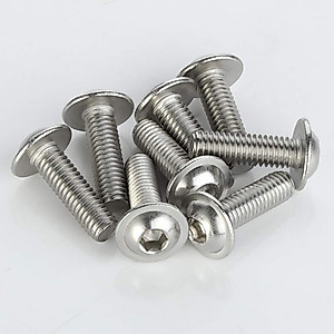 M5 x 16mm Flanged Button Head Socket Cap Screws, 304 Stainless Steel 18-8, Full Thread, Allen Socket Drive, 50 PCS
