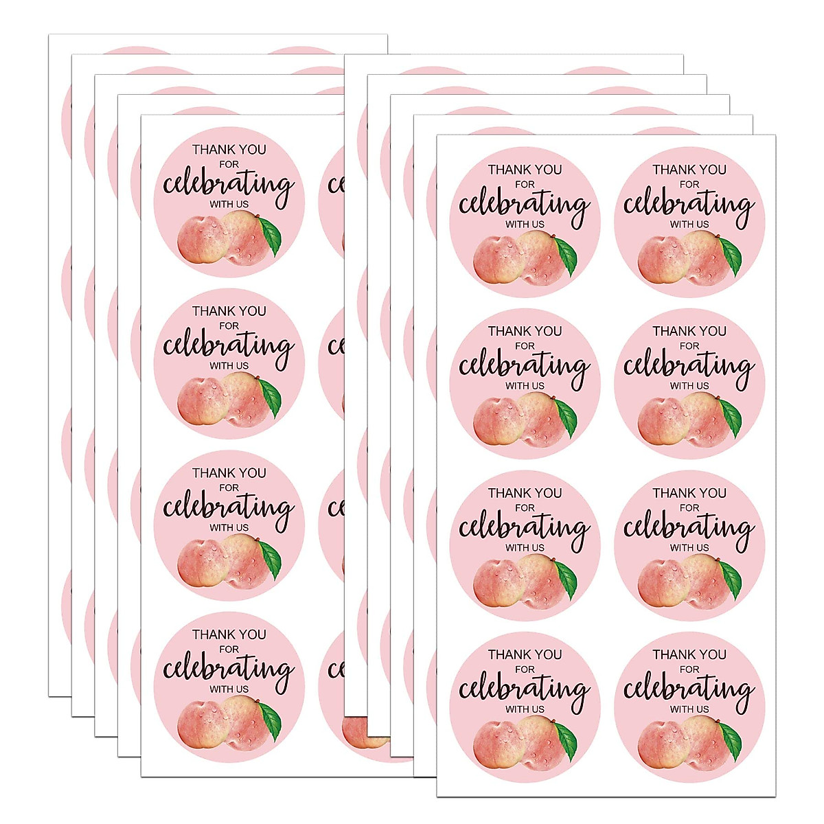 Peach Stickers Thank You for Celebrating with Us Stickers 2 Inch Peach Birthday Party Favor Sticker Labels 120 Pcs Per Pack