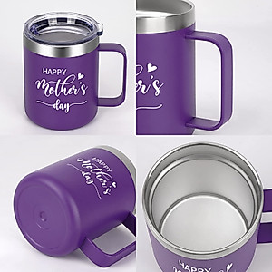 Gtmileo Mothers Day Gifts for Mom, Happy Mothers Day Stainless Steel Insulated Coffee Mug, Mom Gifts from Daughter Son, Birthday Christmas Gifts for Mom New Mom Mom to Be Mother Women(12oz, Purple)