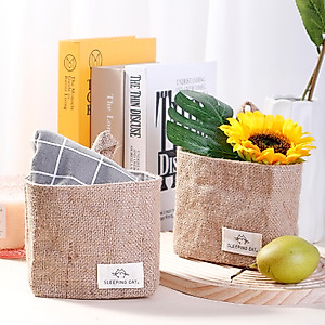 TENEBRALUX Small Cotton and Linen Hanging Storage Basket for Desktop, Ideal for Organizing Keys and Miscellaneous Items.