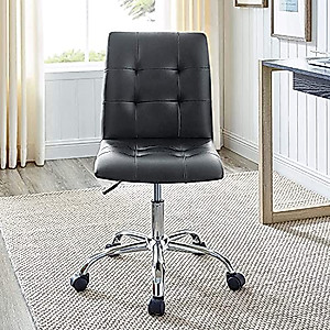 Modway Prim Ribbed Armless Mid Back Swivel Conference Office Chair In Black