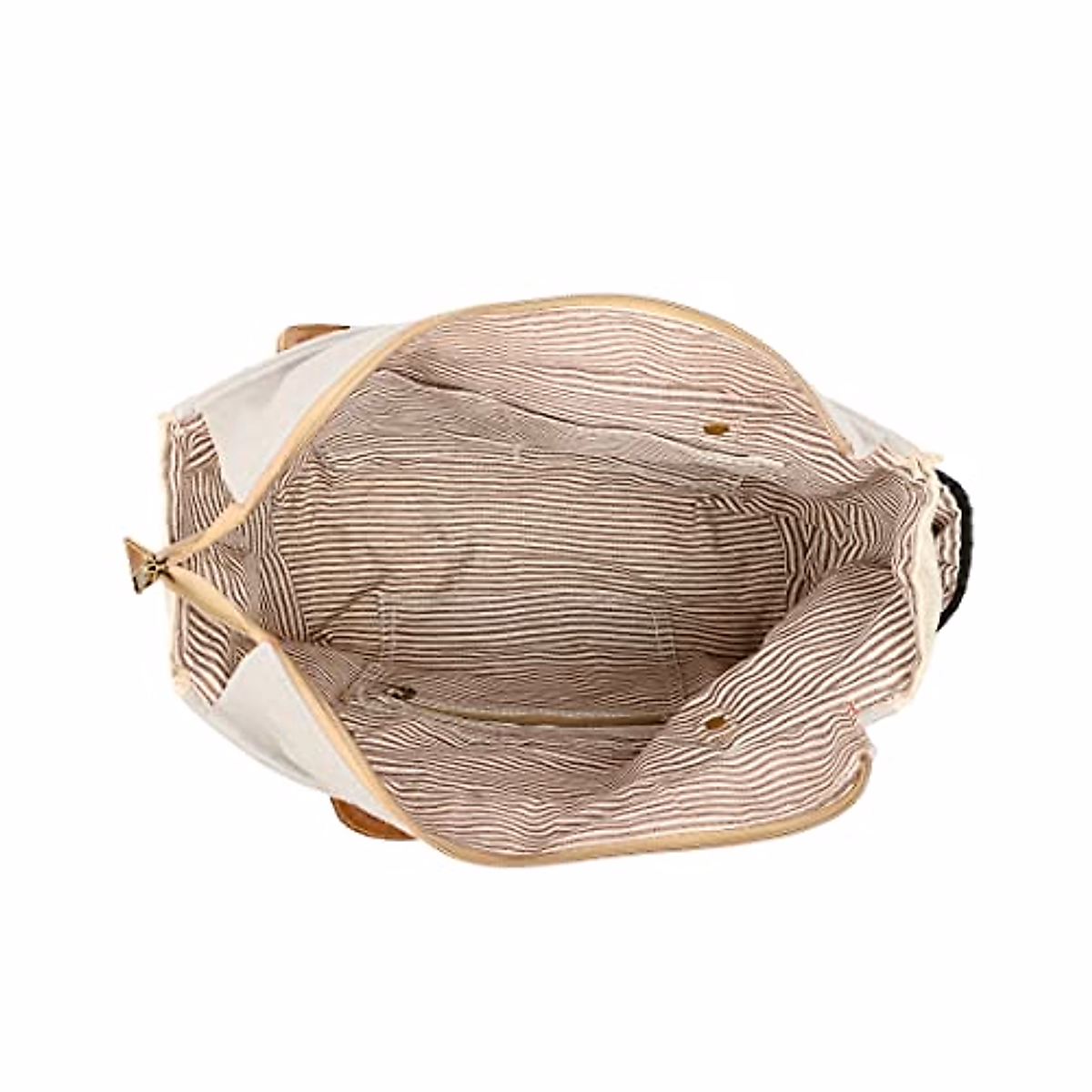 KPL Sel De Mer Upcycled Canvas and leather Hand Bag Cowhide Tote Bag shopping bag carry on leather bag (White)