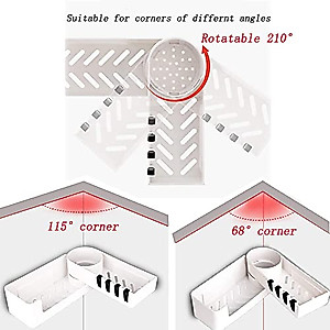 Hushnow 2 Pack Corner Shower Caddy Rotatable Wall-Mounted Shower Shelf, Shampoo Rack, Shelf with Hooks Shower Rack (white) Suitable for use in Kitchen Shower Storage and Bathroom