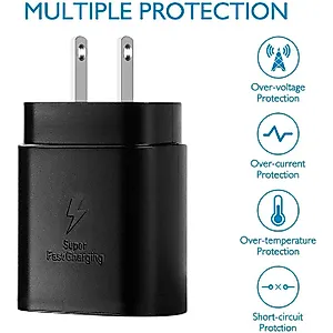 Fast Adaptive Wall Adapter 25W Charger for Oppo Reno A with 4FT (1.2M) UrbanX USB C PD Charging and Data Transfer Cable - Black (US Version with Warranty)