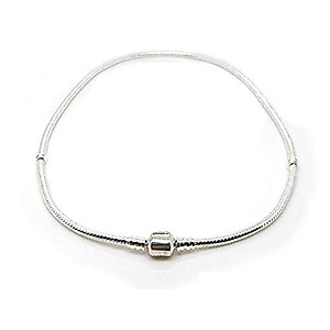 NicelyFit Snake Chain Necklace Silver Plated fit Pandora Charms Beads Jewelry (50CM/19.5 Inch)