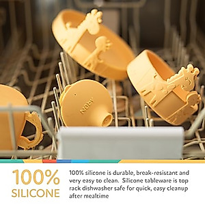 Nuby Animal Friends Silicone and Stainless Steel Fork and Spoon Set - 12+ Months - Yellow Giraffe