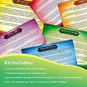 Mindful Land Mindfulness Cards for Kids - Positive Affirmations Cards for Kids Stress Reduction - Meditation Cards Calming Therapy Tool - Daily Mindfulness for Kids - Game for Mindful Kids Development