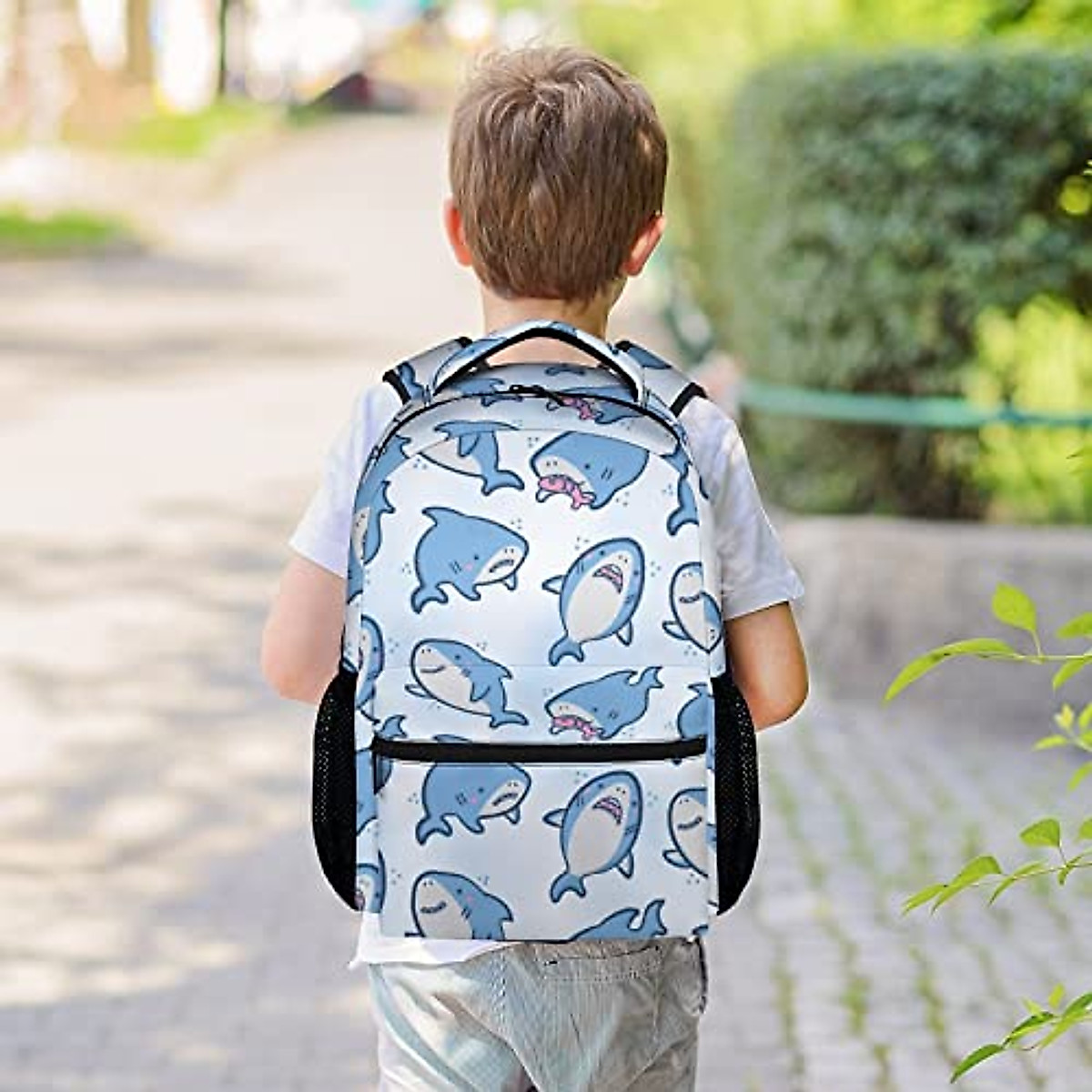 CUNEXTTIME Shark Backpack for Girls Boys, 16 Inch Blue Backpacks for School, Cute Lightweight Durable Bookbag for Kids