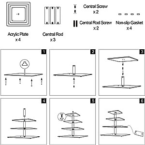 4 Tier Acrylic Cupcake Stand for 50 Cupcakes Dessert Tower with LED String - Square