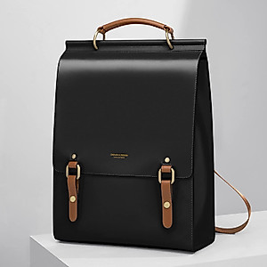 Cnoles Leather Backpack Purse For Women Fashion Ladies Vintage Bags Casual College Travel Backpacks Large bag Black