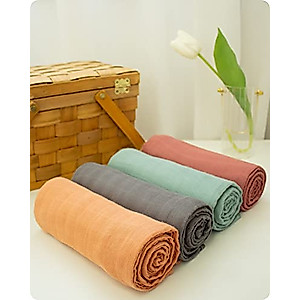 Mom Beebi Swaddle Blanket, Soft Silky Muslin Swaddle Blankets, Breathable and Skin-Friendly Baby Blankets for Boys & Girls, 4-Pack Unisex Baby Blankets, Newborn Gifts, 47 x 47 inches