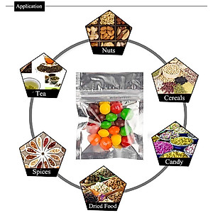 Luckycivia 200 PACK Resealable Clear Ziplock Smell Proof Pouch Aluminum Foil Zip Lock Bulk Food Storage Bag, Plastic Aluminum Material,3x4 inch