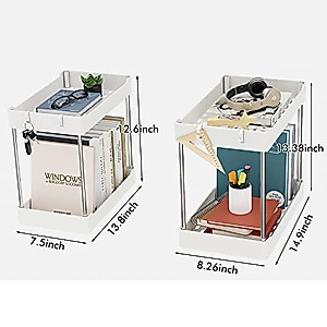 Tailide Under Sink Organizer, 2 Tier Bathroom Cabinet Organizer, Under Bathroom Sink Organizers and Storage, Under Kitchen Sink Organizers and Storage, Cleaning Supplies Organizer, White, 2 Pack