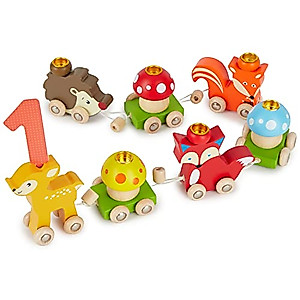 Bieco Wood Geburtstagszug Forest Animals with Numbers 0-9, 56x3x8 cm, 23023083