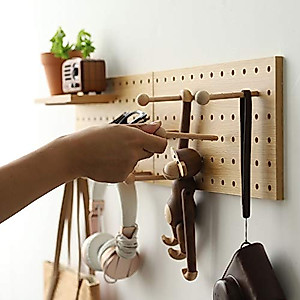 XAOMLP Wooden Pegboard Modular Display Organization Storage Wall Hooks Shelf(Color:Oak)