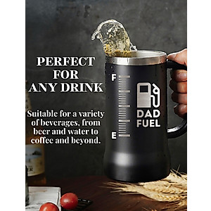 Onebttl Dad Fuel Gifts from Daughter Son, Stainless Steel Beer Stein Tumbler, 24oz Beer Mug with Lid for Father's Day