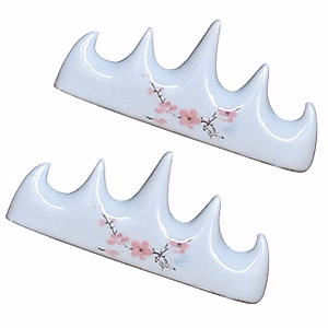 NUOBESTY Ceramic Brush Pen Holder 2PCS Ceramic Calligraphy Brush Holder Chinese Painting Brushes Rests Mountain Shape Brush Holder 4 Ports Rest Stand Pen Rack Tool Paint Brush Rest Stand