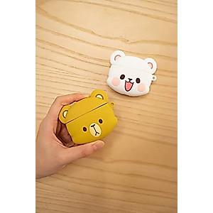 Milk Mocha Bear AirPods Silicone Carrying Shockproof Protective Case Cover - Compatible with Apple AirPods 1 & 2 (Milk)