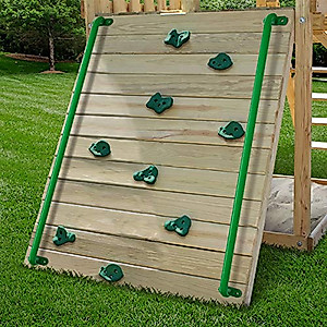 Purife 37'' Playhouse Ladder Handle (1 Pair), Metal Green Playground Safety Handle, Swing Set Grab Handles, Playset Kids Handle Bar, Hand Grip for Treehouse, Jungle Gym, Rock Climbing Wall - 500LBS