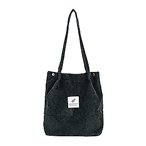 Classic Carry on Bag for Girls Corduroy Travel Bag Tote Color Fashion Shoulder Satchel Bag Bag Women Hand Bag, Black