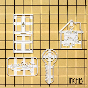 Set of 4 Housewarming cookie cutters (Home Sweet Home, House Door, House Key, and Welcome Mat), 4 pieces - Bakerlogy