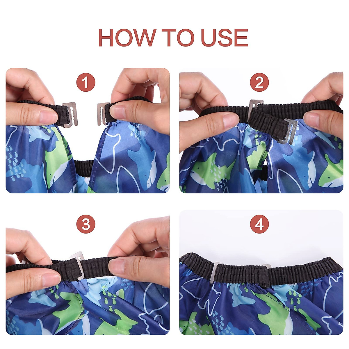 Kids Barber Cape with Neck Duster Brush, Professional Salon Hair Cutting Cape with Adjustable Snap Closure (Cartoon Fish)