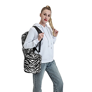 oumghxf Zebra Leopard Print Lunch Bags for Women,Leakproof Insulated Animal Print Lunch Box Reusable Zipper Black White Cooler Tote Bag for Work,Picnic,Camping