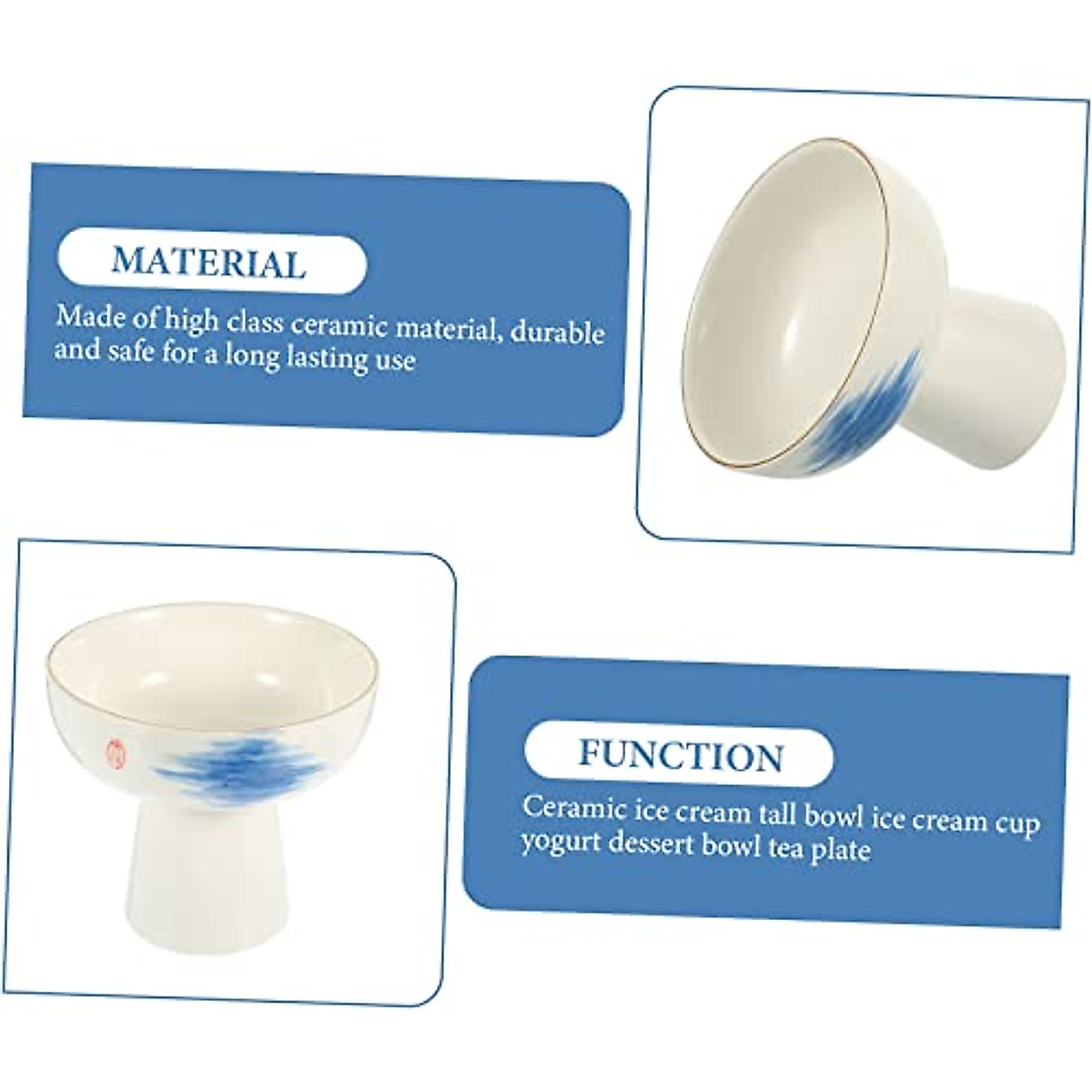 Goblet Glass Trifle Bowl Mini Dessert Cup Glass Salad Bowl Ceramic Bowl Small Dessert Cups Ceramics White Kitchen Pudding Cup Glass Cup Pudding Bowl Fruit Sweets Smooth Easy to Clean