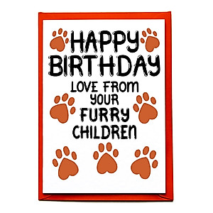 Birthday Card Love From Furry Children, Pets, Dogs, Cats, Animals, Fur Babies For Mom, Dad