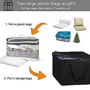 NettyPro Patio Cushion Storage Bags 32 x 32 x 24 inch Water-Resistant Small Outdoor Bag for Cushions Heavy Duty Patio Furniture Storage Bag, Black