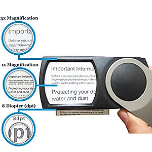 Premium Pocket Magnifying Glass with LED Light 3X; Small EasY Magnifier Hand Held Lighted Magnify Glasses for Reading Tiny Print, Menu, Pill Bottles; Mini Lens for Visually Impaired A Low Vision Aid