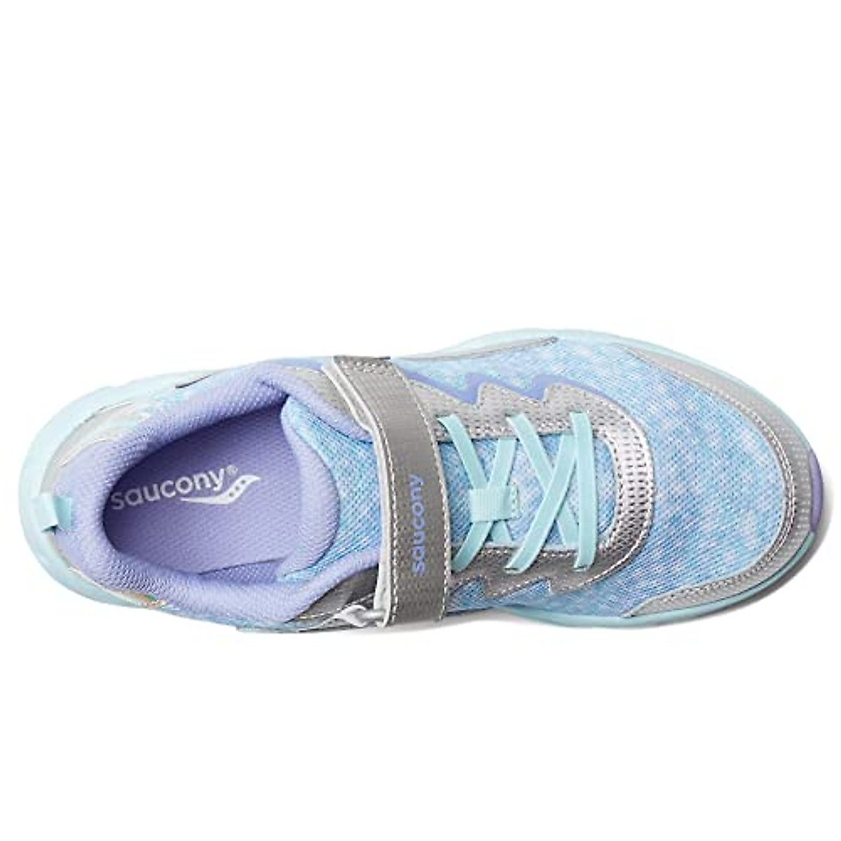 Saucony Flash Alternative Closure 3.0 Sneaker, Silver/Purple, 2 Wide US Unisex Little_Kid