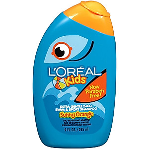 L'Oreal Paris Kids Extra Gentle 2-in-1 Shampoo, Sunny Orange Swim, Citrus, 9 Fl Oz