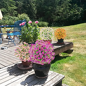 Tepaler Artificial Flowers 6 Bundles Outdoor UV Resistant Fake Flowers No Fade Faux Plastic Greenery Shrubs Home Garden Porch Window Box Decorating (Purple)