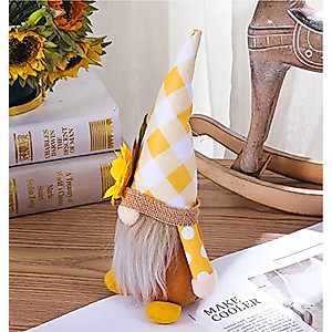 GUDVES Sunflower Dwarf Plush Decorative Toys 2 Pieces - Handmade Dolls - Swedish Dwarf Dolls Table Shelf Layer Tray Decorations with Flowers Easter Home Decorations, Gifts for mom (Sunflower)