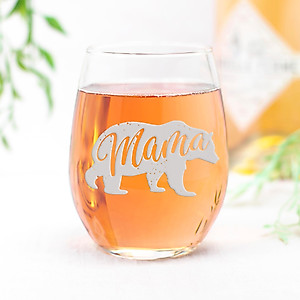 Mama Bear Stemless Wine Glass - Mom Gift, Mom Wine Glass, Gift for New Moms, Mama Bear Gift, Gift for Mom, Cute Mom Gift