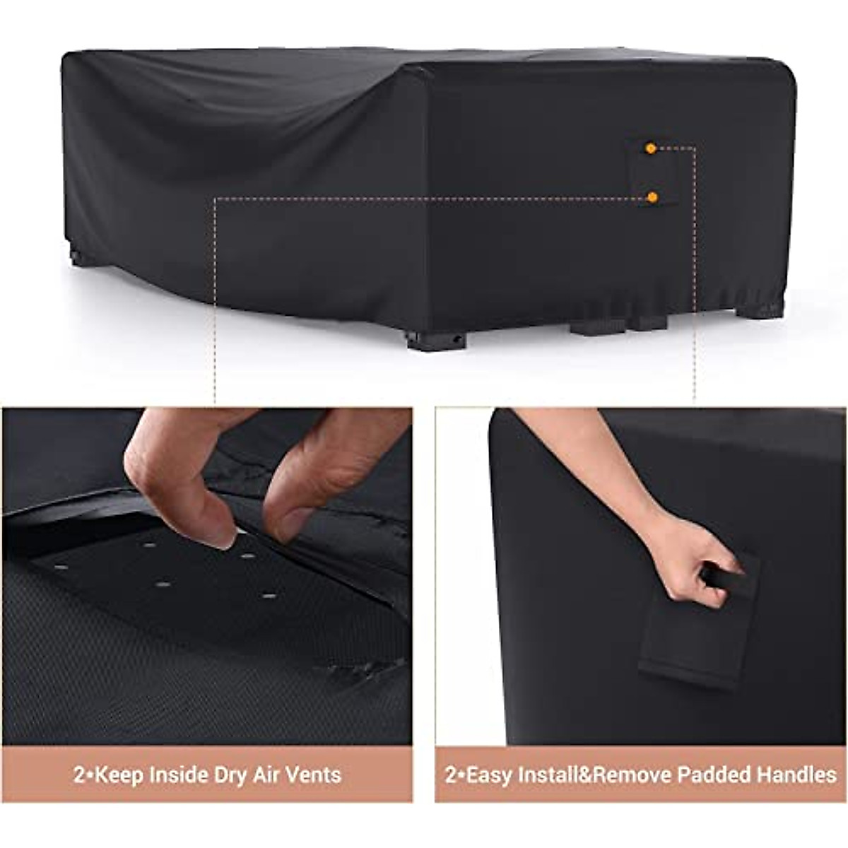 Patio Furniture Set Cover Waterproof, Mrrihand Outdoor Sectional Sofa Set Cover Heavy Duty 600D Table and Chair Set Cover 98" L× 78" W× 30" H